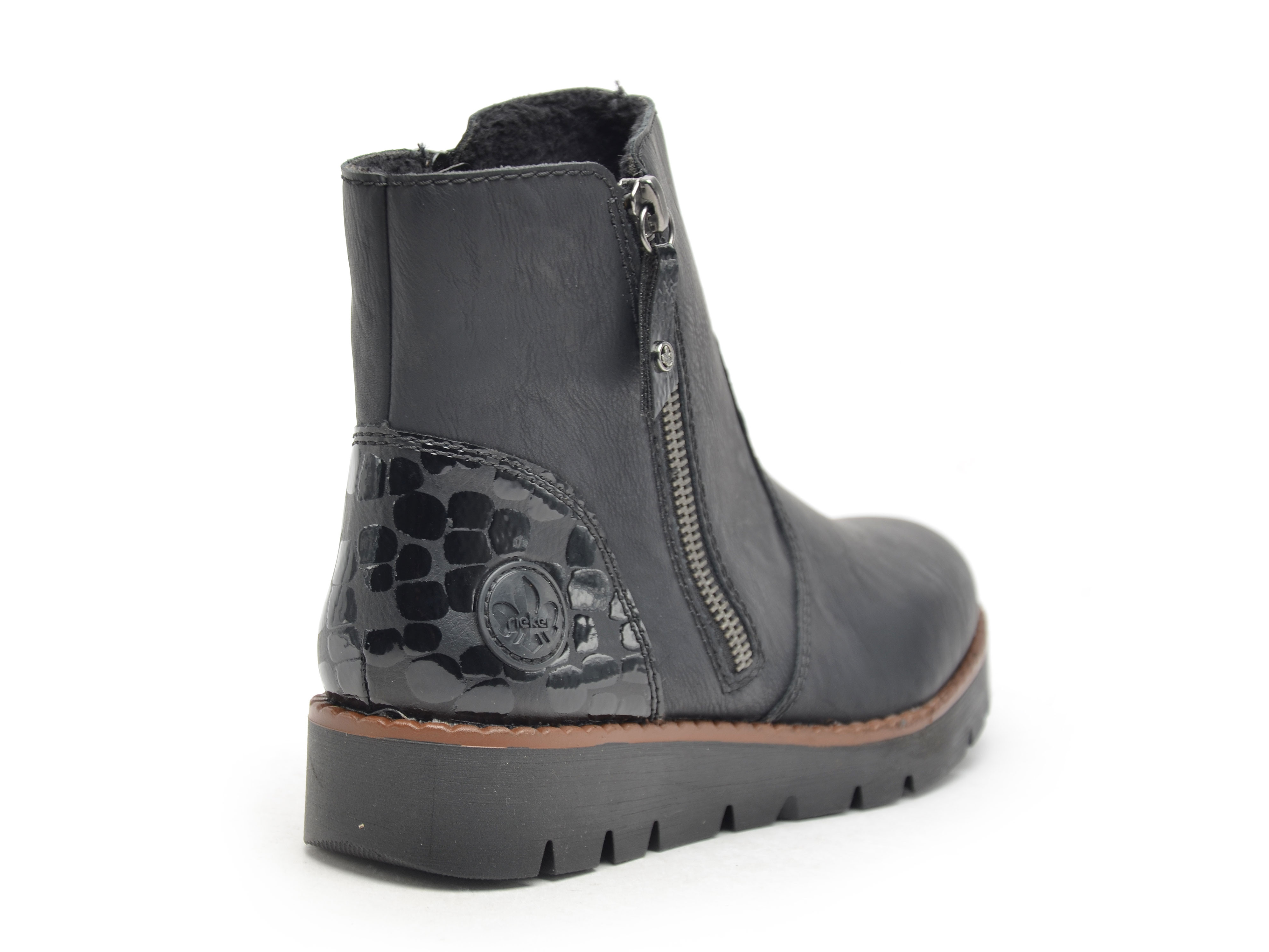 44950 Noir - Boots et Bottines Plates Femme - Rieker